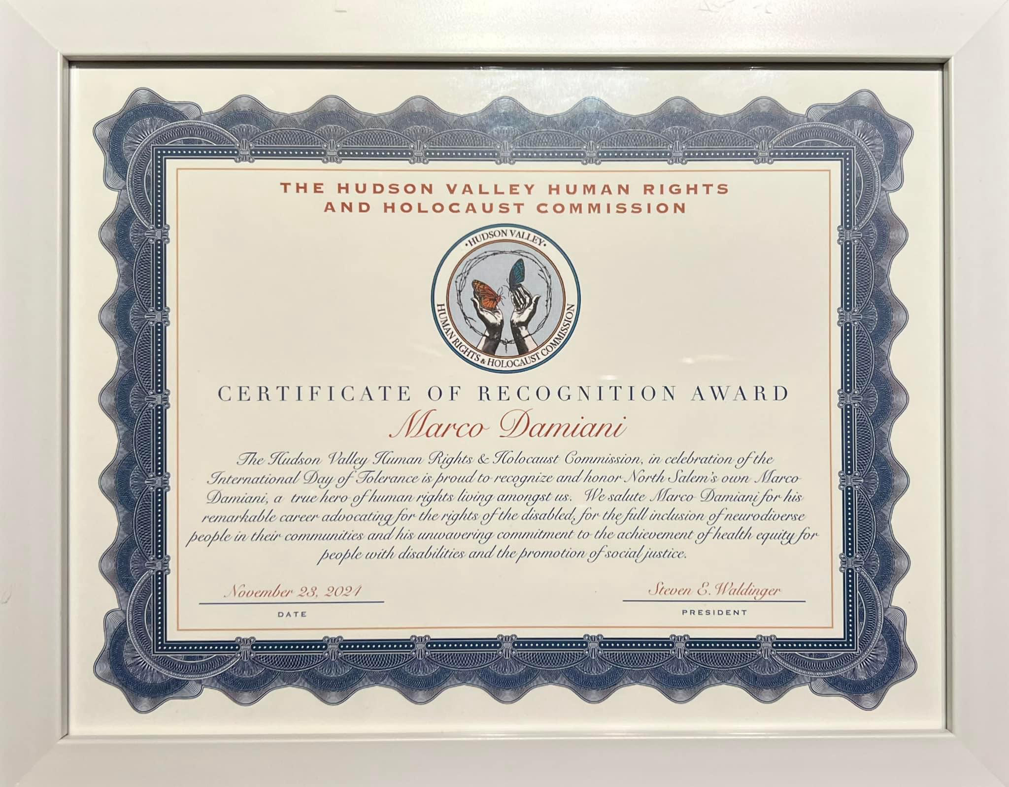 Marco Damiani Receives Human Rights Recognition | AHRC New York City